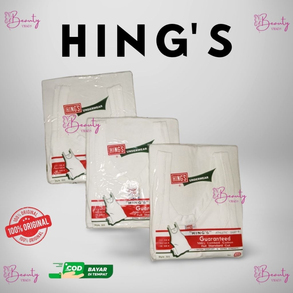 Jual BV - (3PCS)SINGLET PRIA DEWASA HINGS HONG-KONG WARNA PUTIH DEWASA ...