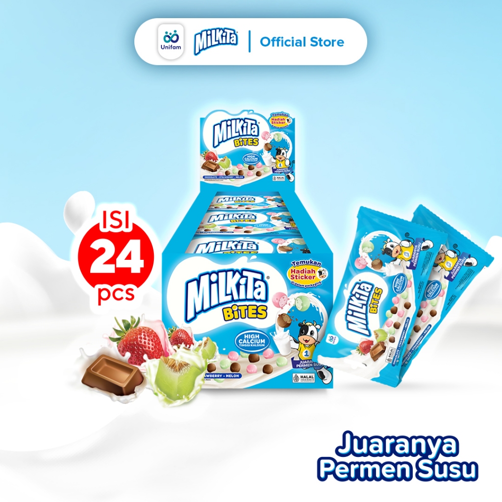 Jual Milkita Bites Permen Susu Box - Crunchy Diluar Chewy Didalam 1 Box ...
