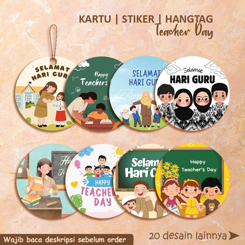 Jual KARTU/STIKER/HANGTAG CUTTING BULAT TEACHER DAY SELAMAT HARI GURU ...