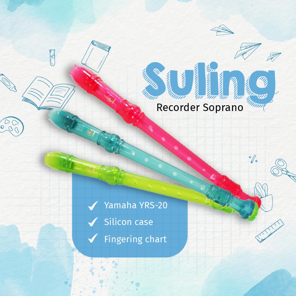 Jual Suling Recorder YAMAHA Transparan Warna Soprano Descant Ori YRS-20 ...