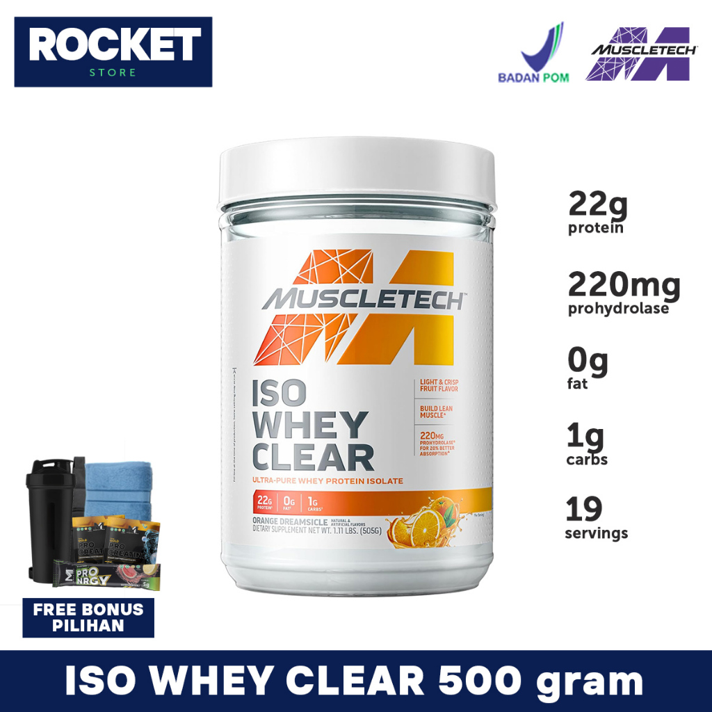 Jual Muscletech Iso Whey Clear 1 lb - Suplemen Fitness Clear Whey Protein Isolate 19 serving ...