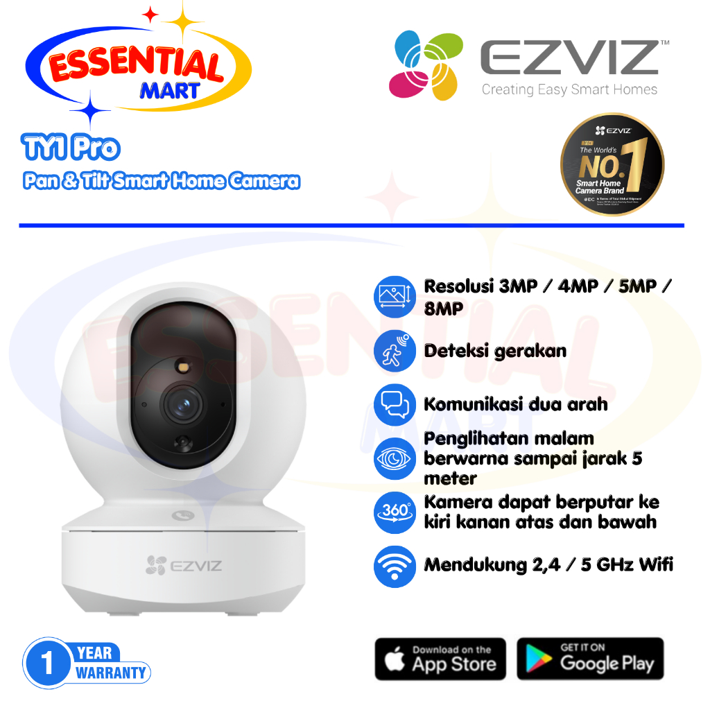 Jual CCTV EZVIZ TY1 Pro 3MP / 4MP / 5MP & 8MP Smart Home IP Camera ...