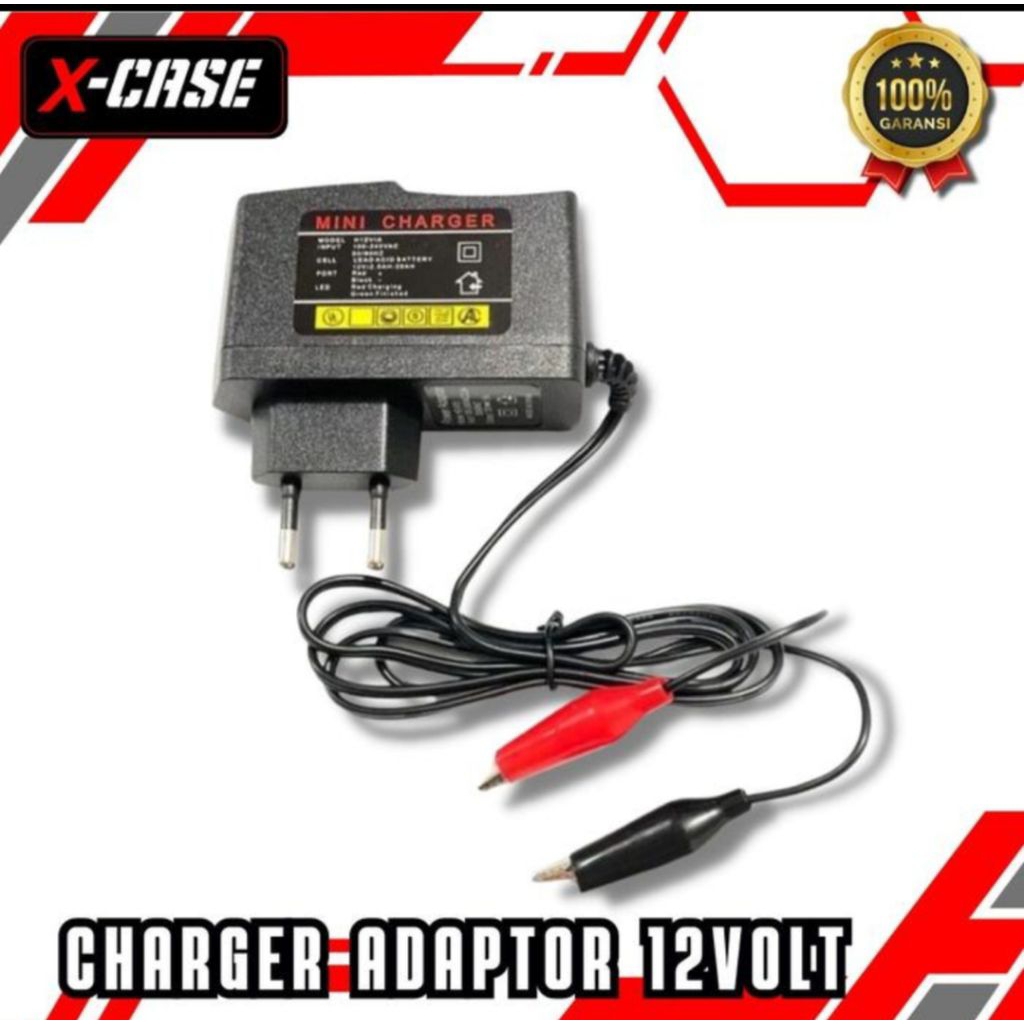Jual X-Case Adaptor Mini Charger Aki ACCU 12V Adaptor Tester Universal ...