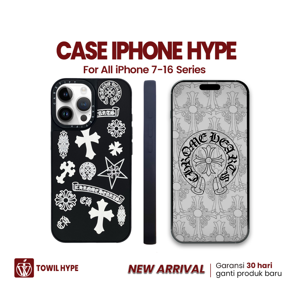 Jual Case Hp Iphone Chrome Heart Black Cross Seri X 11 12 13 14 15 16 ...
