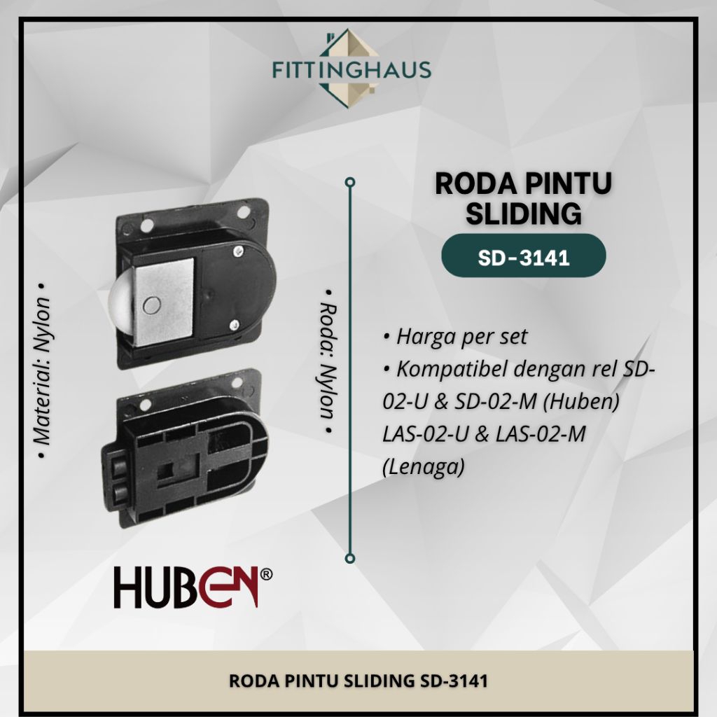 Jual [1 Pasang] Roda Pintu Lemari Geser Huben SD 3141/Roda Sliding ...