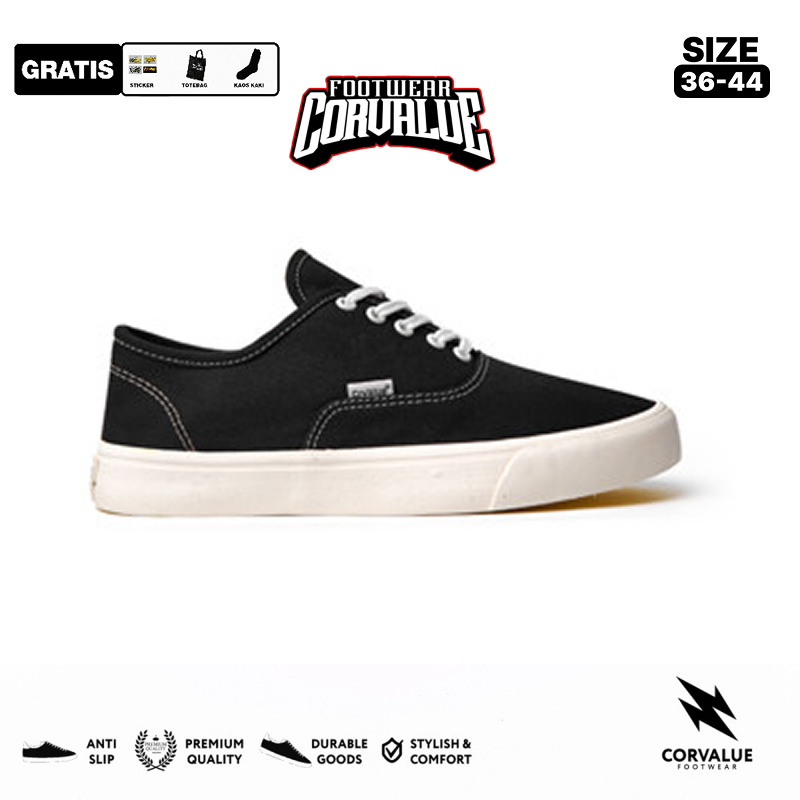 Jual CORVALUE - Sepatu Sneakers Suddenly Black White Original Local ...