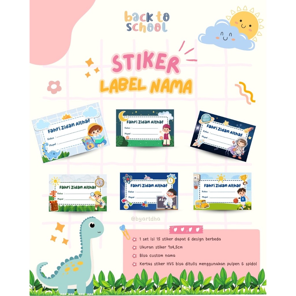 Jual STIKER LABEL NAMA/STIKER NAMA CUSTOM | Shopee Indonesia