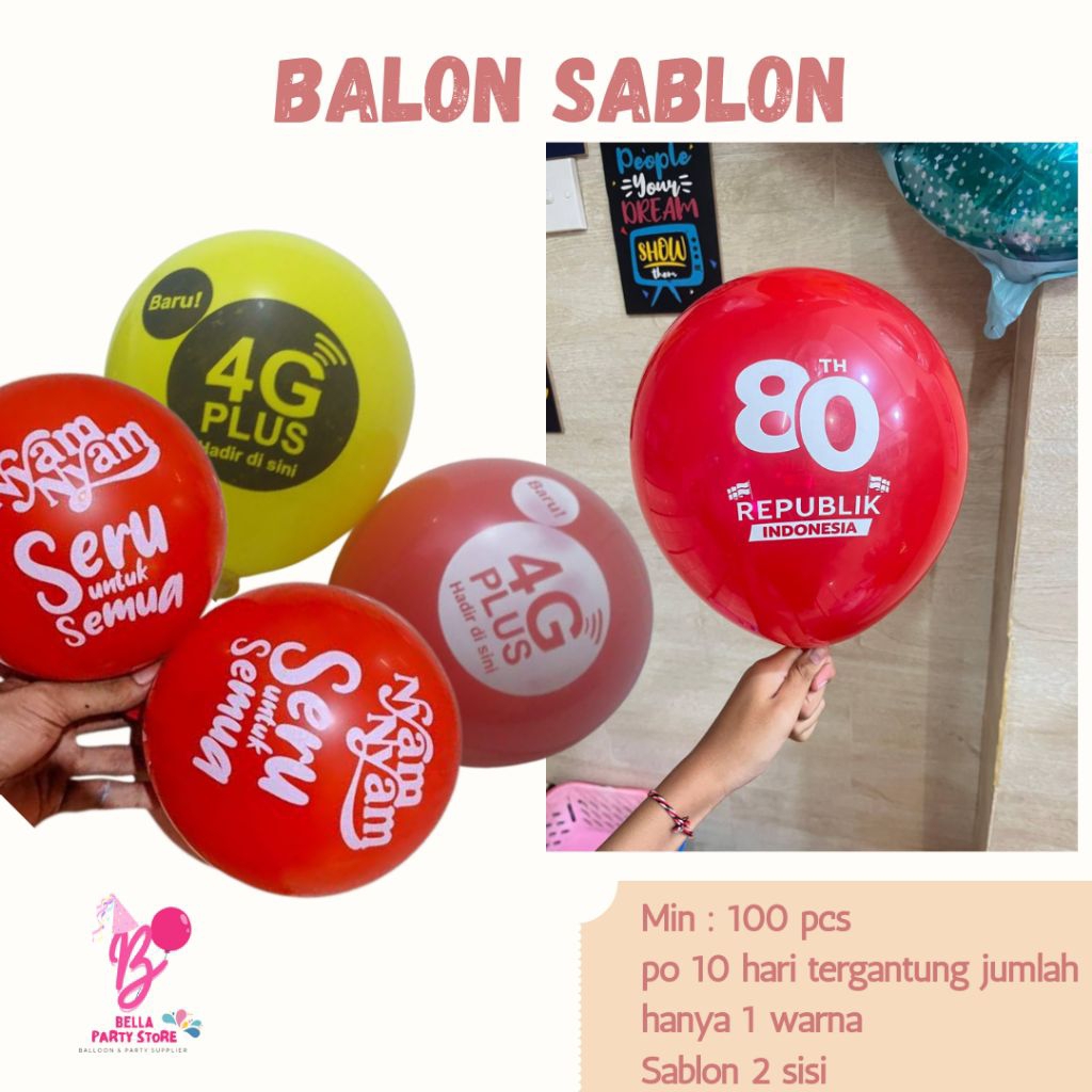 Jual balon sablon custom logo nama untuk Event / Ulang Tahun / Promosi ...
