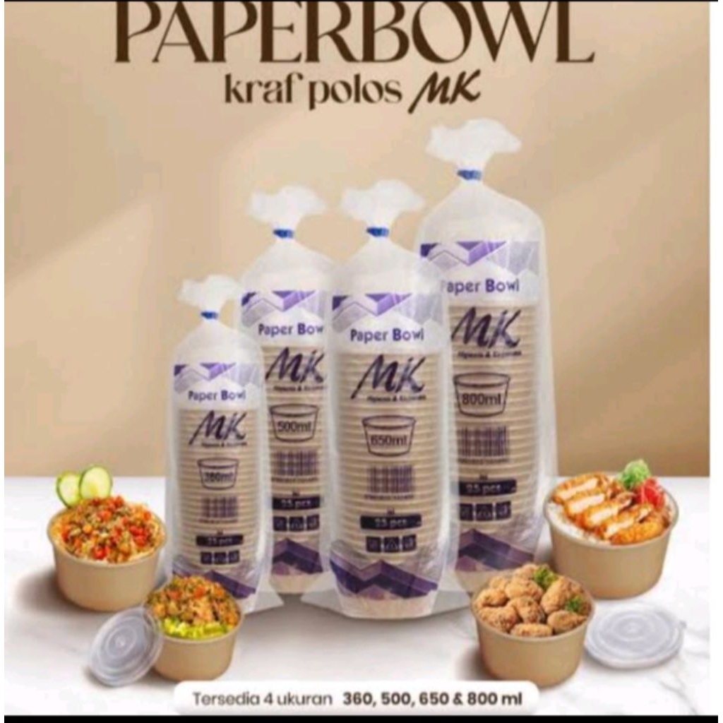 Jual Paper Rice Bowl Kraft 500 ml + Tutup isi 25 bh Mangkok Kertas ...