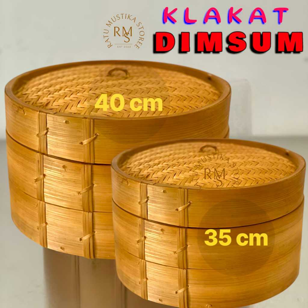 Jual Klakat bambu dimsum (2 wadah 1 tutup) Wadah dimsum kukusan dimsum ...