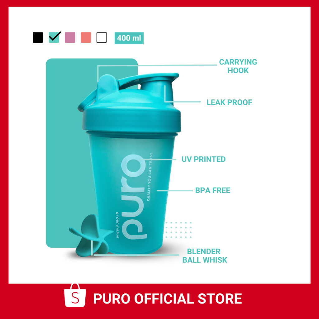 Jual PURO Shaker Botol Minum Ukuran 400ml | Shopee Indonesia