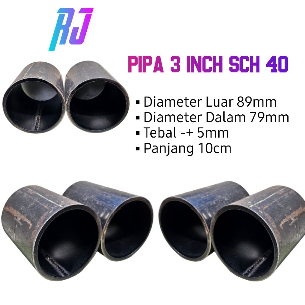 Jual Pipa besi 3 inch sch 40 diameter 89mm panjang 5-20cm | Shopee ...