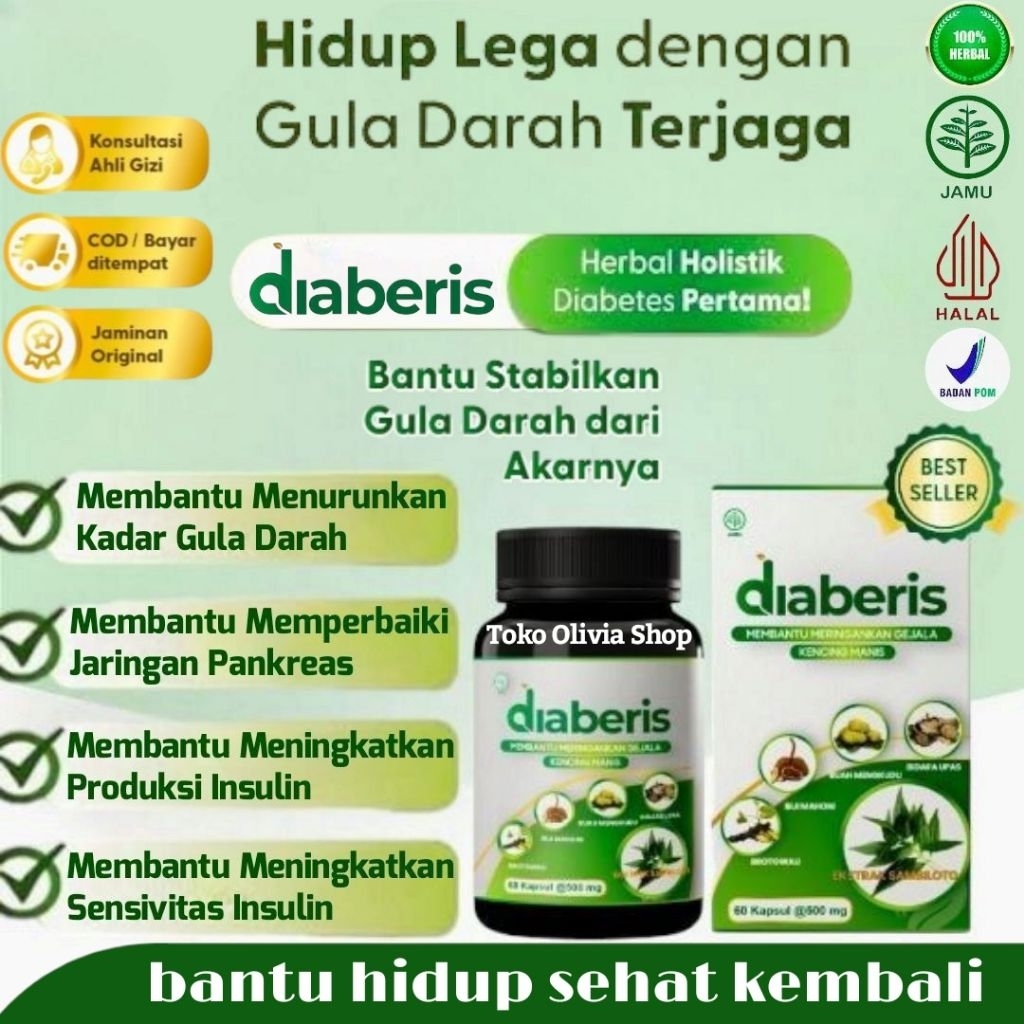 Jual DIABERIS ~ herbal kapsul Stabilkan Gula Darah Dari Akarnya 1botol ...