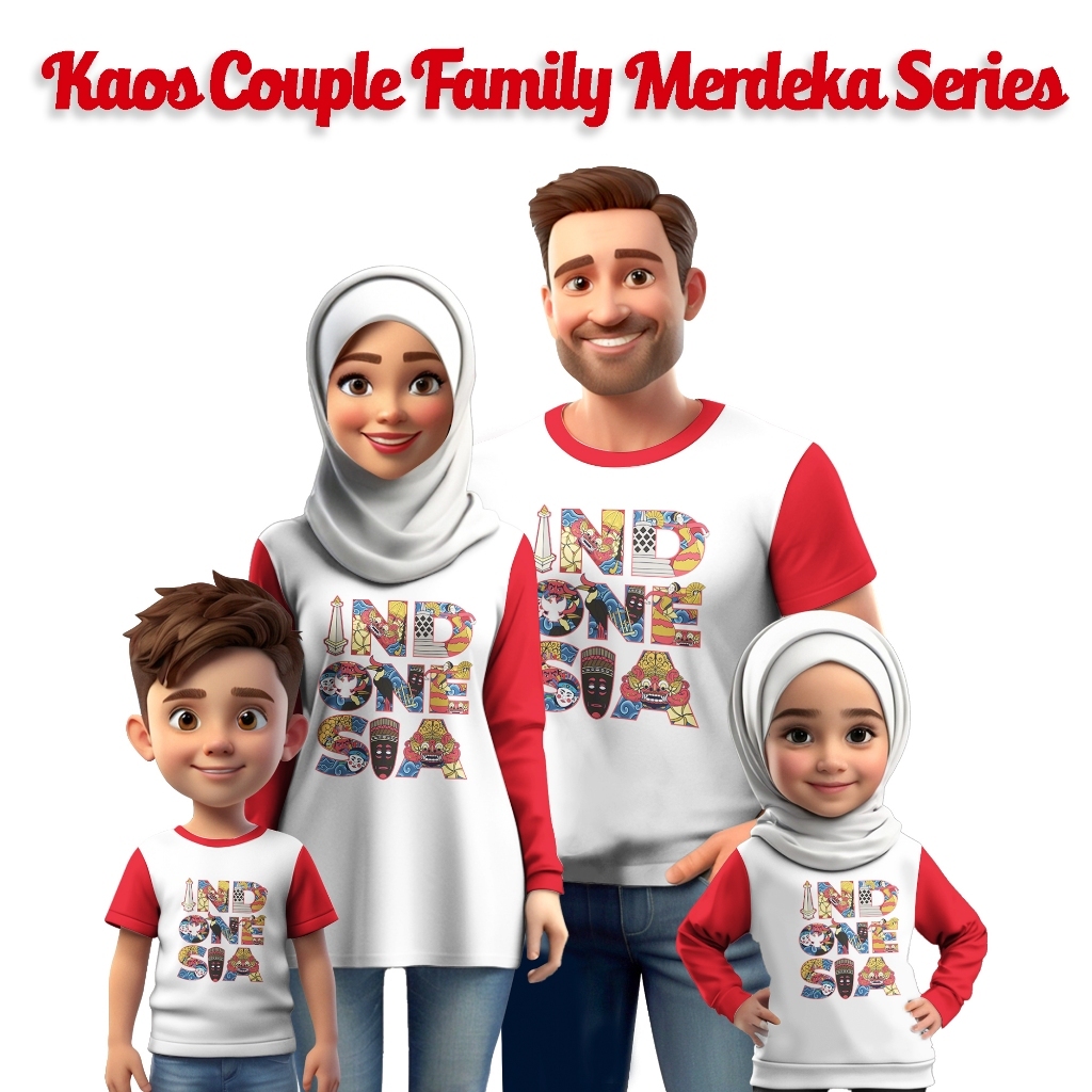 Jual Kaos Couple Tshirt Dirgahayu Family Kapel Pendek 1Set Kemerdekaan ...