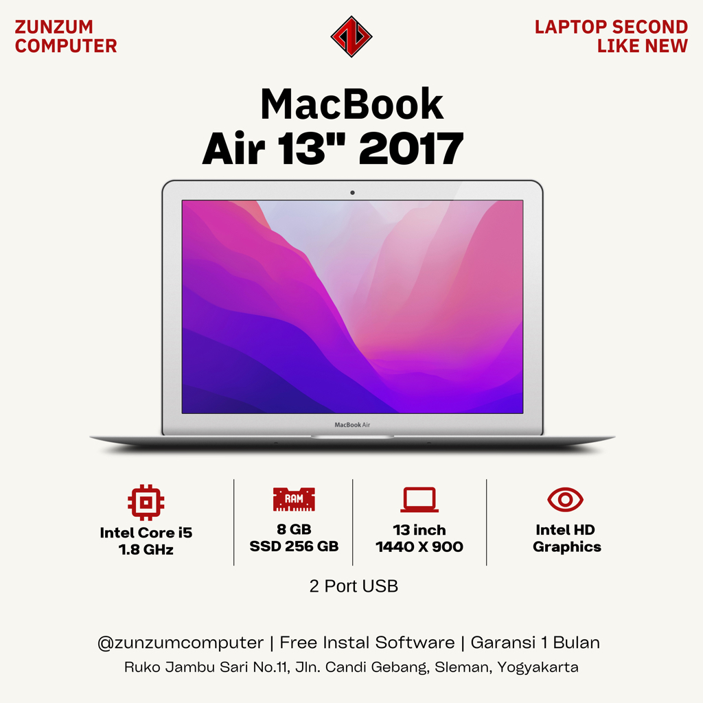 Jual Macbook Air 2017 Core i5 Ram 8GB SSD 128/256GB 13 Inchi MULUS LIKE ...