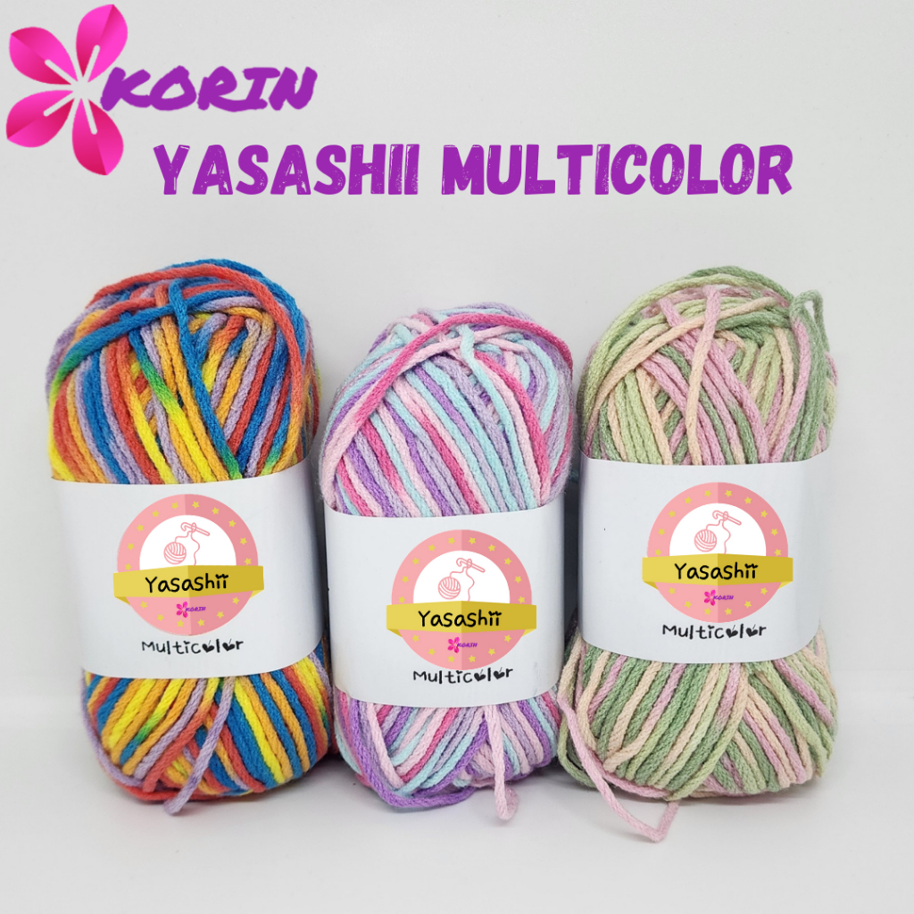 Jual YASASHII MULTICOLOR YARN KORIN / BENANG RAJUT MULTICOLOR 100% ...
