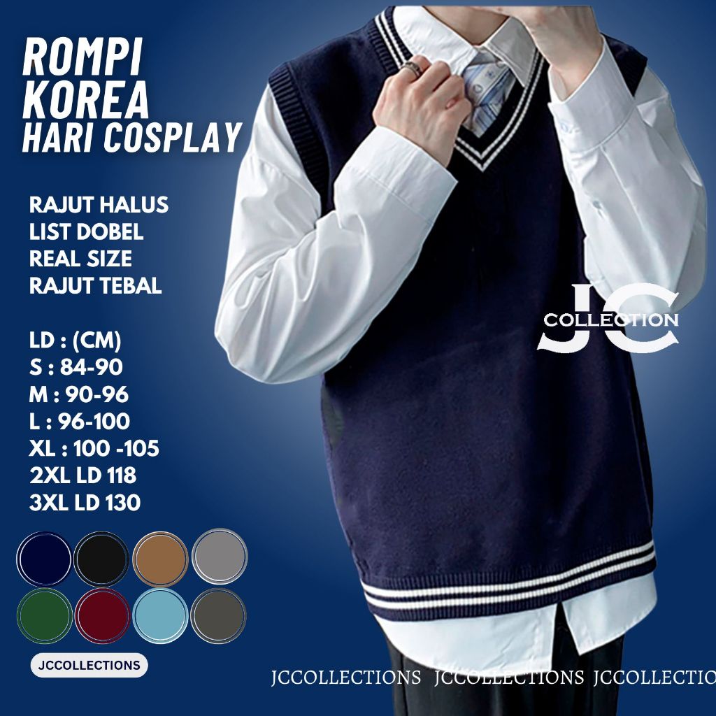 Jual Rompi Kantor Unisex Korean Look HarPott List Putih / Vest Korea V ...