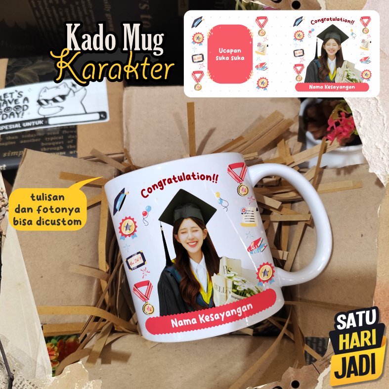 Jual Souvenir Gelas Mug Custom Foto Wisuda Kado Graduation Cewek Cowok ...