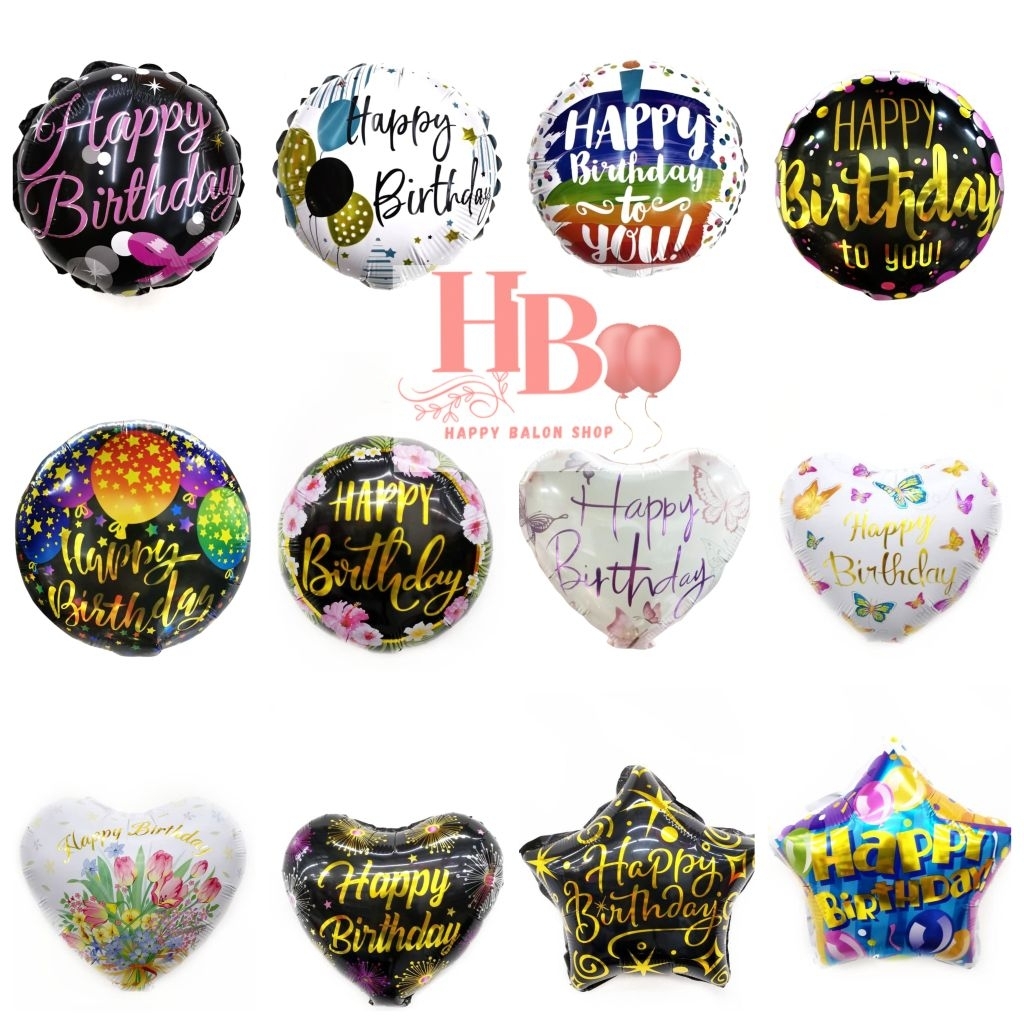 Jual BALON FOIL HAPPY BIRTHDAY GROSIR 12PCS UKURAN 9INCI,10INCI UKURAN ...
