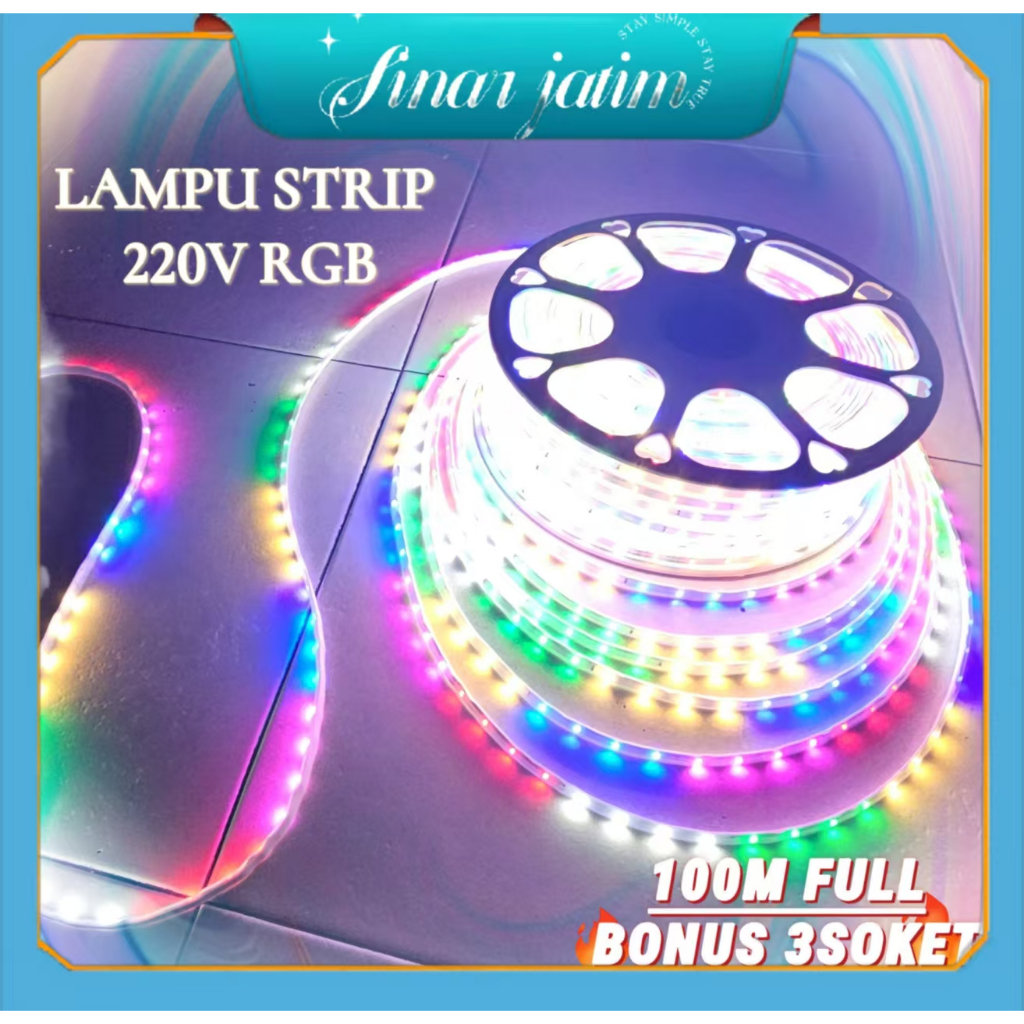 Jual Strip LED 5050 RGB Warna Warni 1 Roll = 100 Meter + Adaptor. Lampu ...