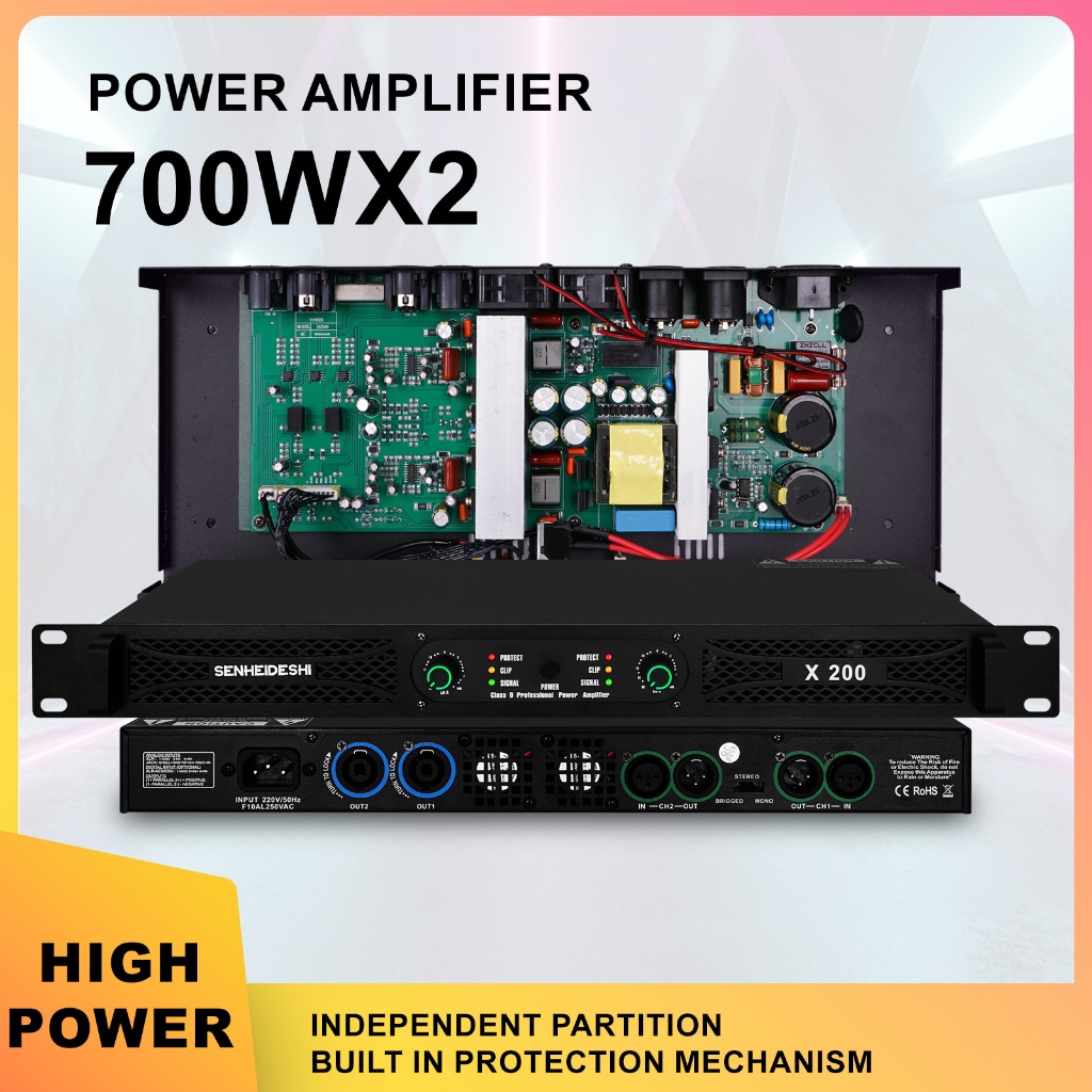 Jual power amplifier stereo 700Wx2 ampli D class XLR output interface ...
