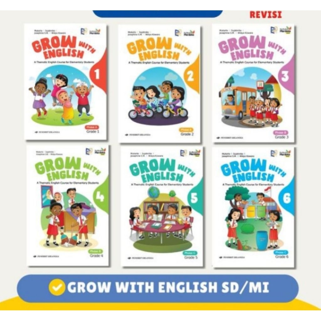 Jual Original: BUKU GROW WITH ENGLISH UNTUK SD/MI KELAS 1 2 3 4 5 6 KURIKULUM MERDEKA REVISI ...