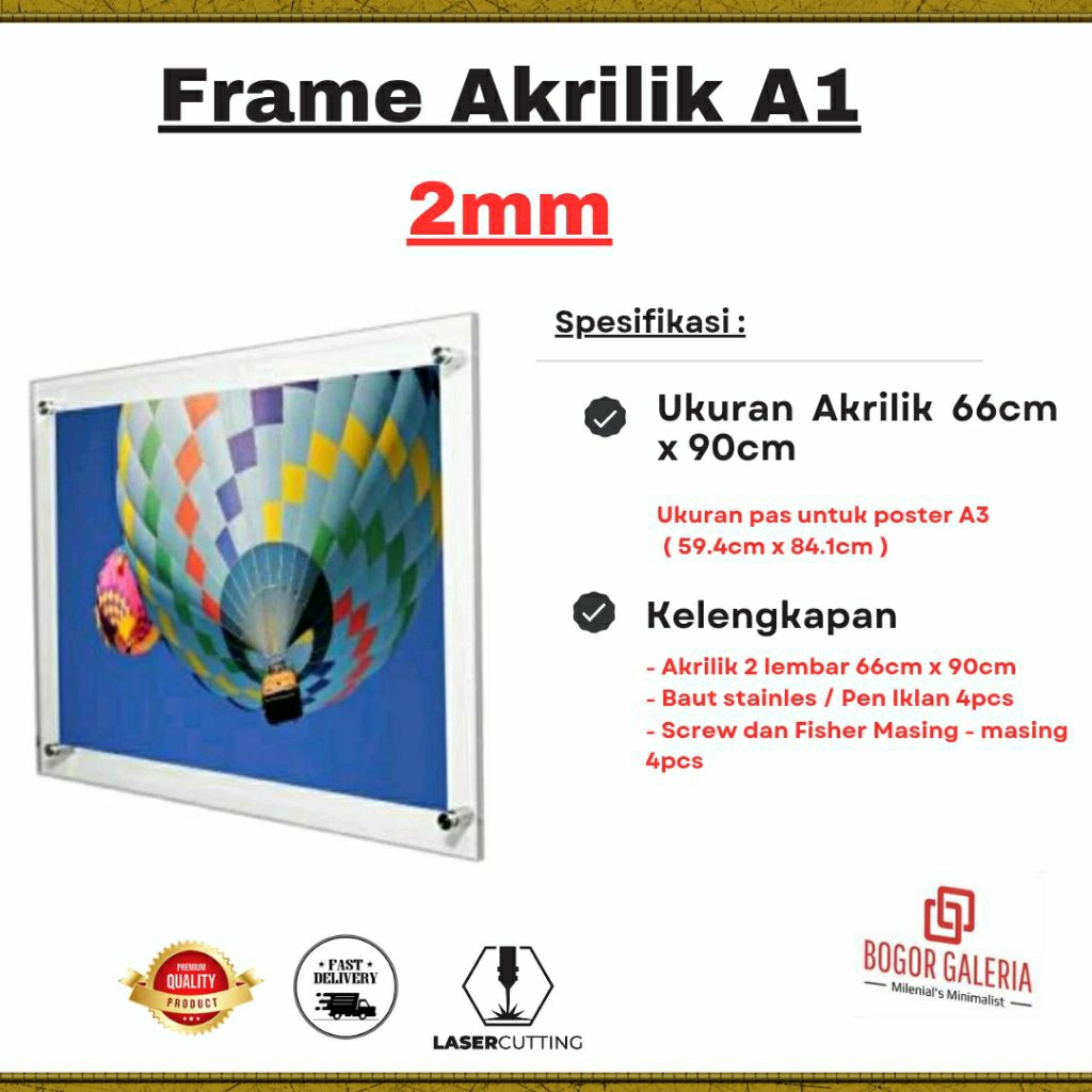 Jual Frame Akrilik A1 / Bingkai Poster Akrilik Menu Dinding - Ukuran A1 66 x 90 | Shopee Indonesia
