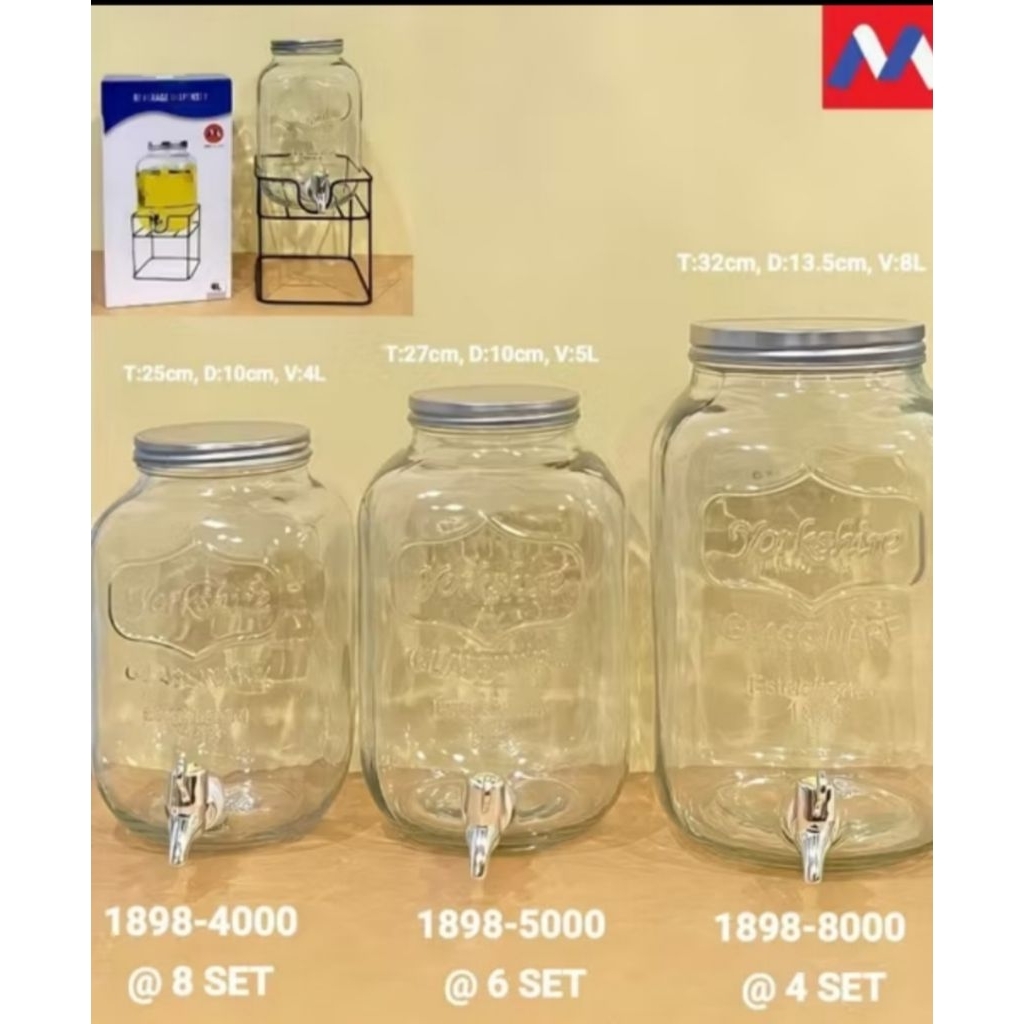 Jual dispenser kaca toples 5 Liter / Glass Storage Drink | Shopee Indonesia