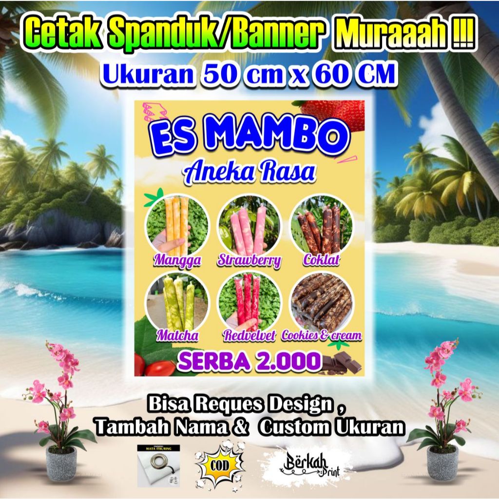 Jual Spanduk Banner Es Mambo Ukuran 50 cm x 60 cm | Shopee Indonesia