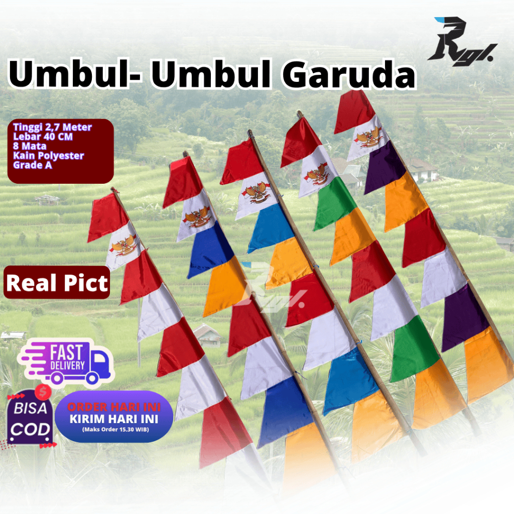 Jual Umbul Umbul Merah Putih Garuda 8 Gergaji Kain Peles/Polyester Grade A - Bendera Kemerdekaan ...