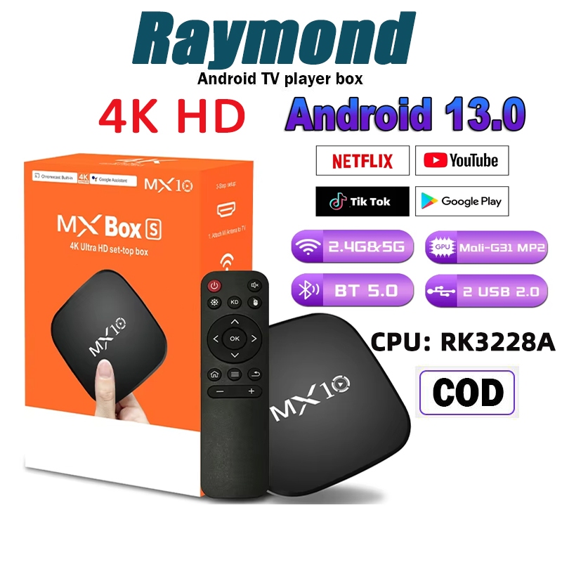 Jual Android TV Box MX10 Ram 4GB Rom 64GB Android 13 OS 4K HD Smart TV ...