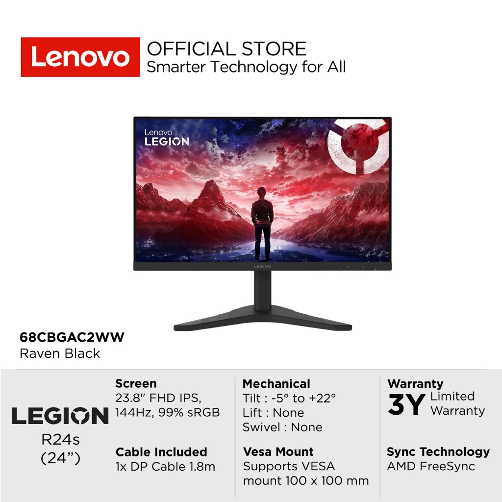 Jual Lenovo Gaming Monitor Legion R24s 23.8" FHD IPS Antiglare 144Hz ...