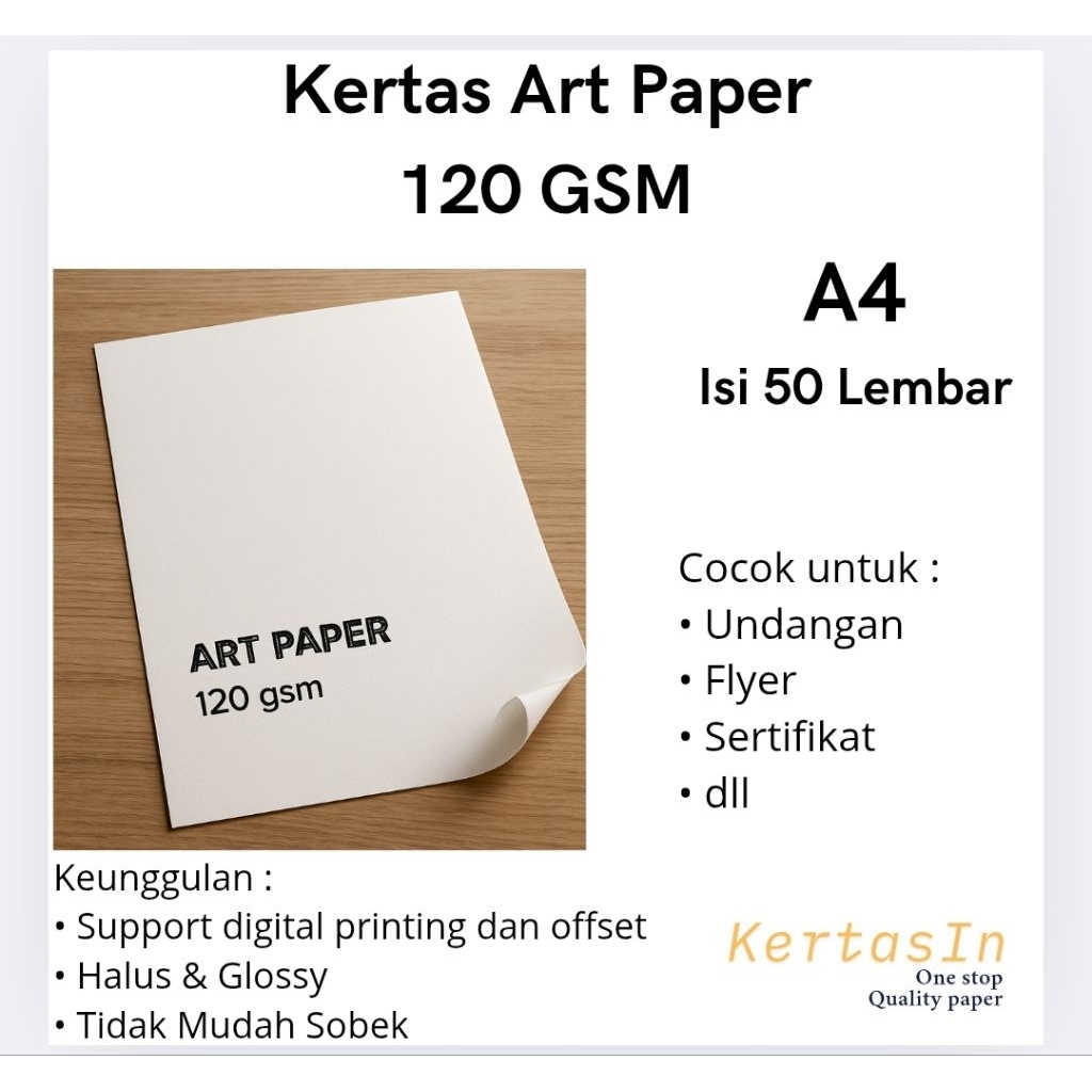 Jual Kertas Art Paper 120 GSM A4 Isi 50 Lembar – Halus & Putih Cocok ...