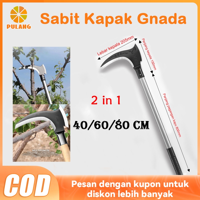 Jual Pulang40/60/80CM Sabit Arit Rumput Baja Asli Sabit Kapak Ganda ...