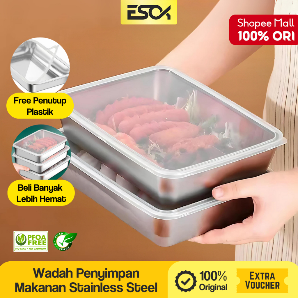 Jual ESOK FoodBox Stainless Steel Storage Makanan, Penyimpanan Makanan ...