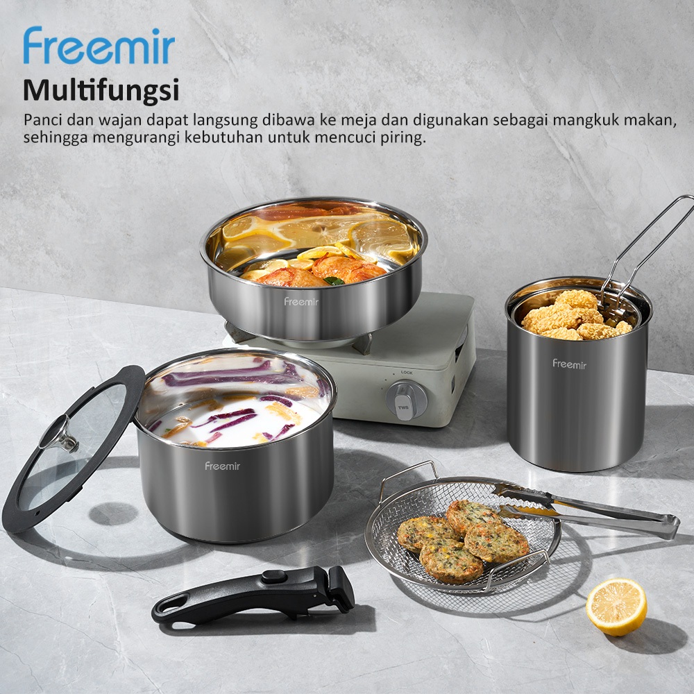 Jual freemir Set 7 Pcs Detachable Panci Penggorengan Set Masak ...