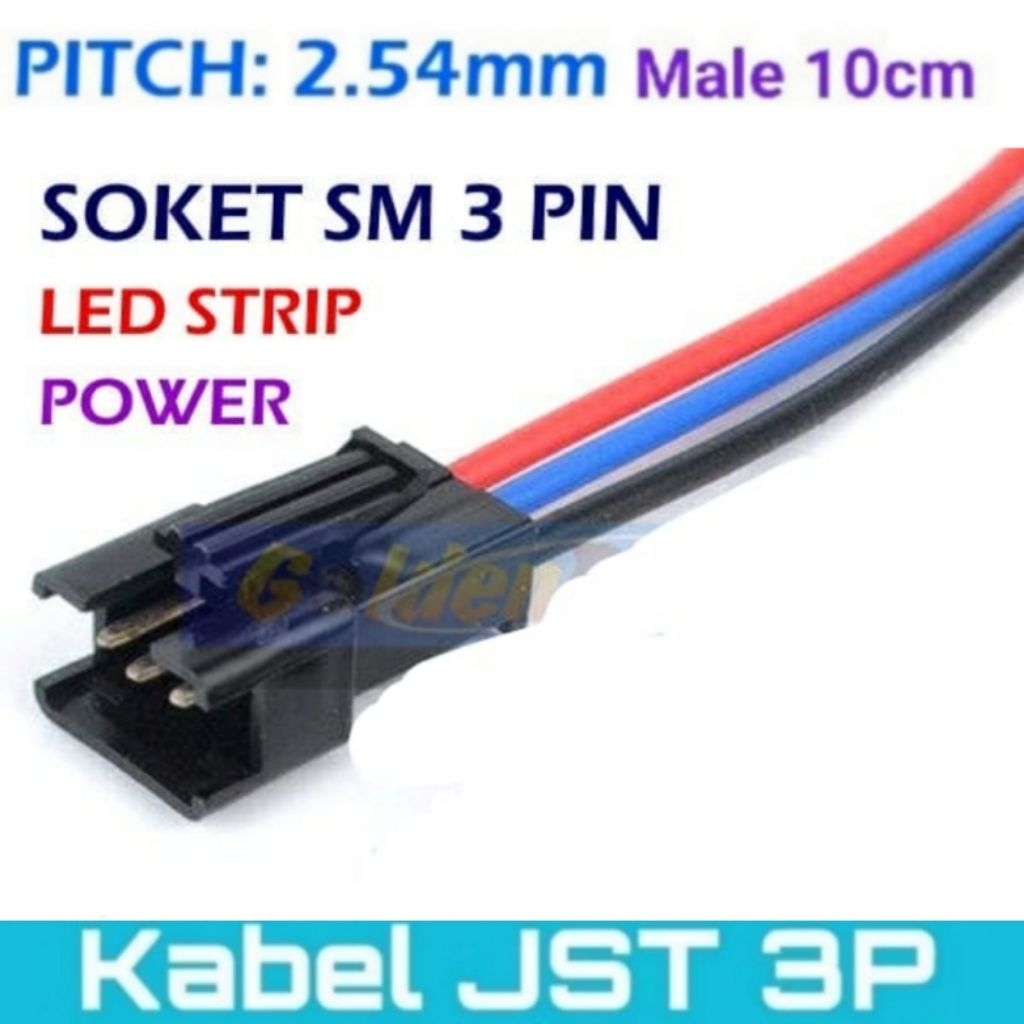 Jual Kabel Soket JST SM 3 Pin MALE Terminal RGB Led | Shopee Indonesia