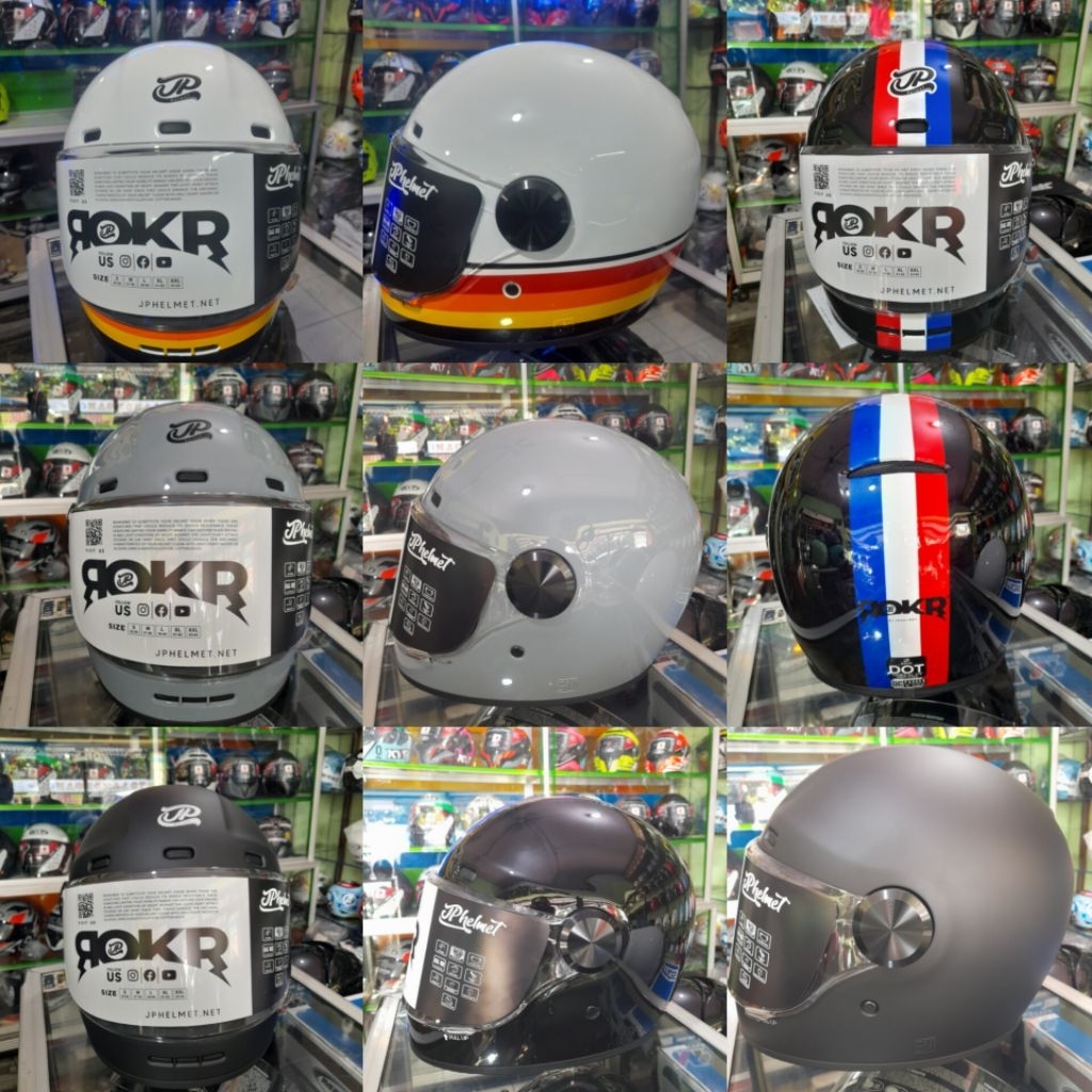 Jual HELM JP ROKR RETRO || HELM CAKIL || HELM CLASSIC ORIGINAL DOT ...