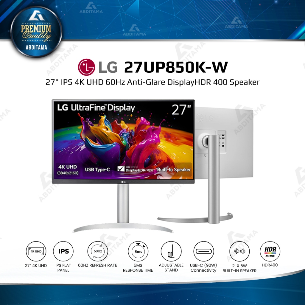 Jual Monitor LED UltraFine LG 27UP850K-W 27" IPS 4K UHD 3840x2160 60Hz ...
