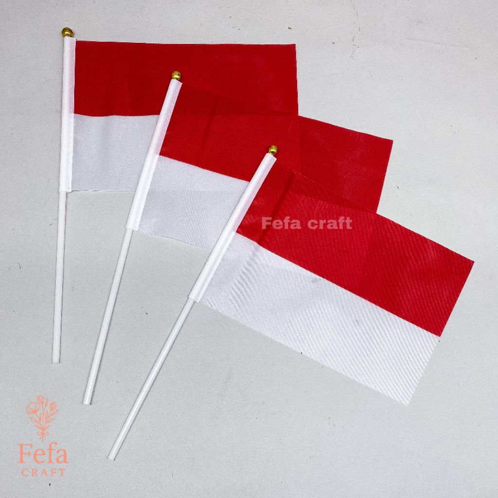 Jual (1 PCS) BENDERA KAIN MERAH PUTIH STIK | BENDERA TANGAN PAWAI 17 ...