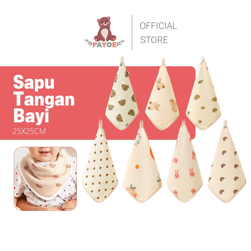 Jual PAYOE Sapu Tangan Bayi Bahan Katun 4 Layer Kain Air Liur Bayi ...