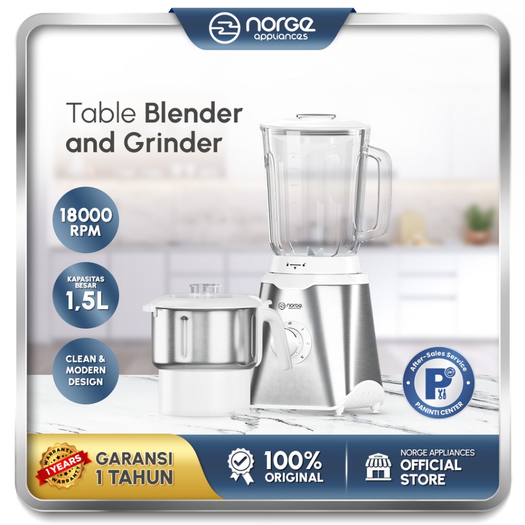 Jual [Packing Kayu] NORGE Table Blender 1.5L and Grinder 1.2L 600W ...