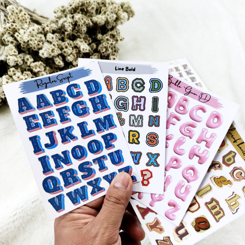 Jual Stiker Huruf Abjad A-Z Unik | Sticker Cutting Abjad Tinggal Tempel ...