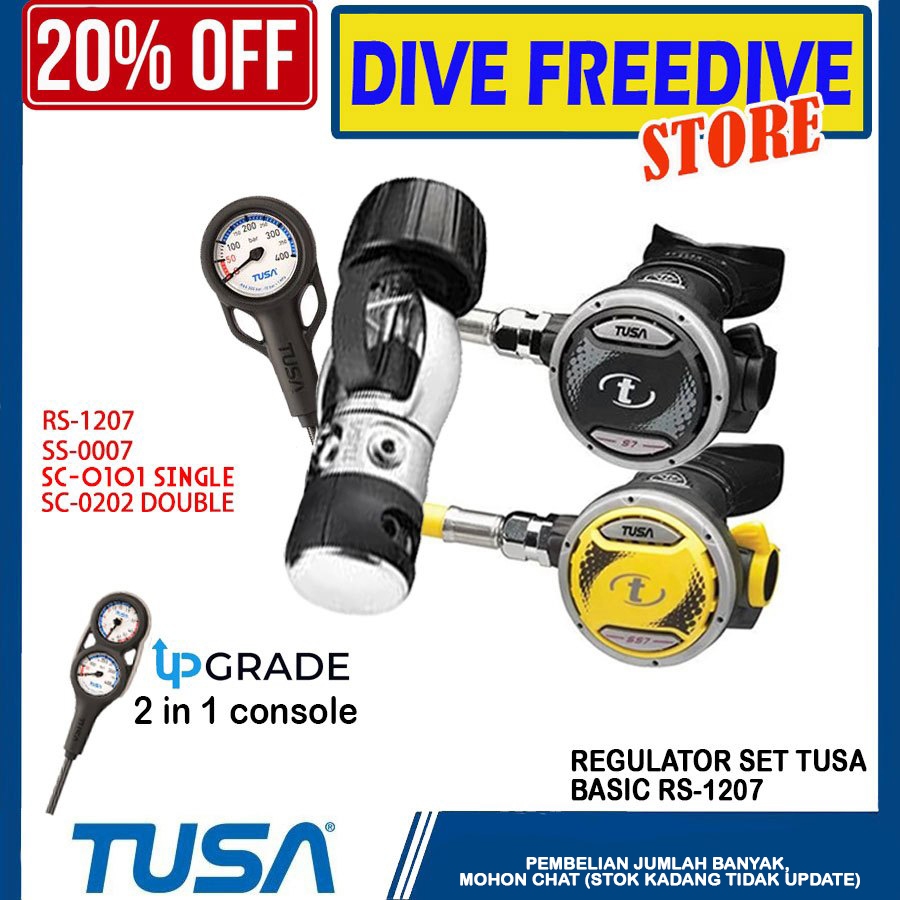 Jual Paket Regulator Set Package Tusa RS-1207 Octopus 2nd Stage Console Pressure Gauge 2 in 1 ...