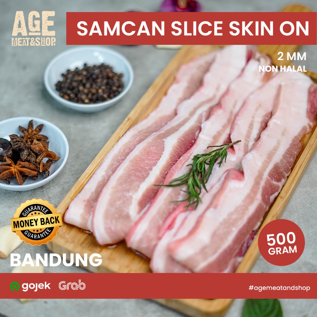 Jual Daging Babi Samcan Slice ON 2MM 500g / Pork Belly Skin ON | Shopee ...