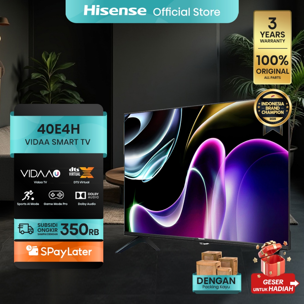 Jual (PACKING KAYU) Hisense TV 40E4H Vidaa Smart Digital TV 40 inch FHD Desain Bazelles DTS V X ...