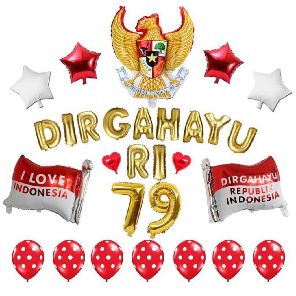 Jual BALON DEKORASI HUT RI 80 KEMERDEKAAN MERAH PUTIH MERDEKA FOIL ...