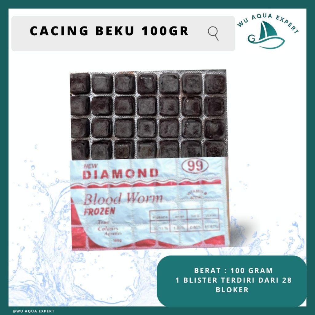Jual Cacing Beku / Frozen Bloodworm NEW DIAMOND 100Gr/Makanan Ikan ...