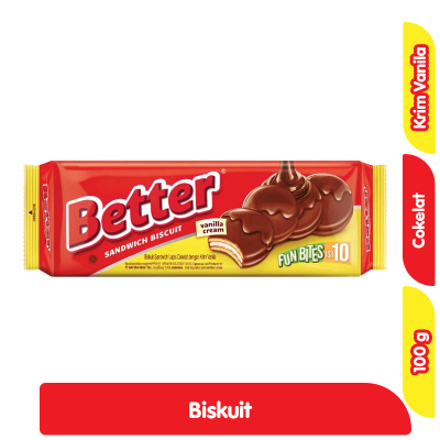 Jual Better Biskuit Sandwich Fun Bites Krim Vanila 100 g | Shopee Indonesia