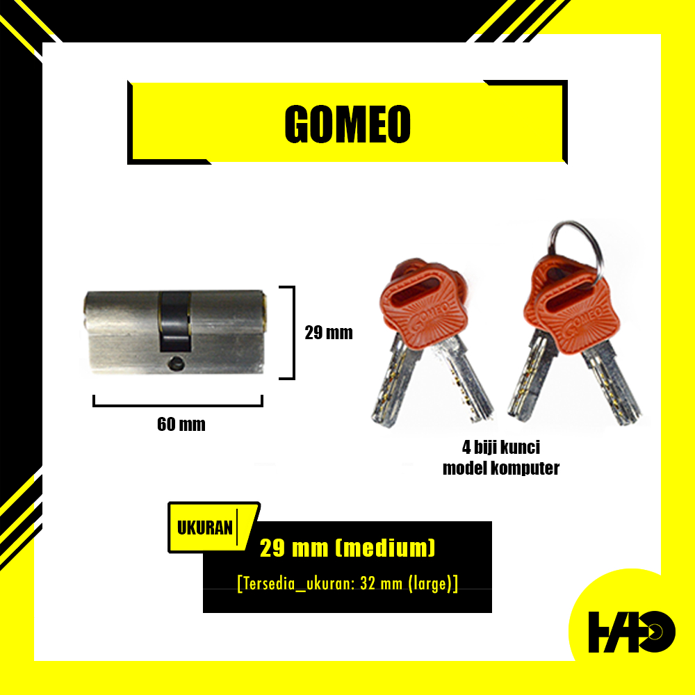 Jual Silinder Kunci Pintu Premium Ukuran 29 mm (medium) -Gomeo ...